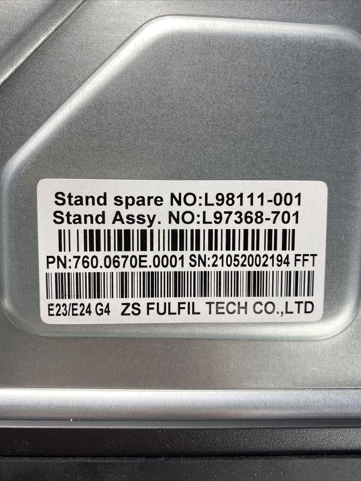 HP L98111-001 Silver Monitor Stand 760.0670x for E23 E24 G4 HP L98111-001 Silver Monitor Stand 760.0670x for E23 E24 G4