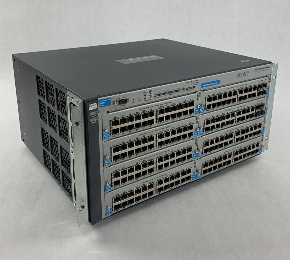 HP ProCurve Network Switch J8773A 4208VL Chassis w/ 6x J8768A and 2x J
